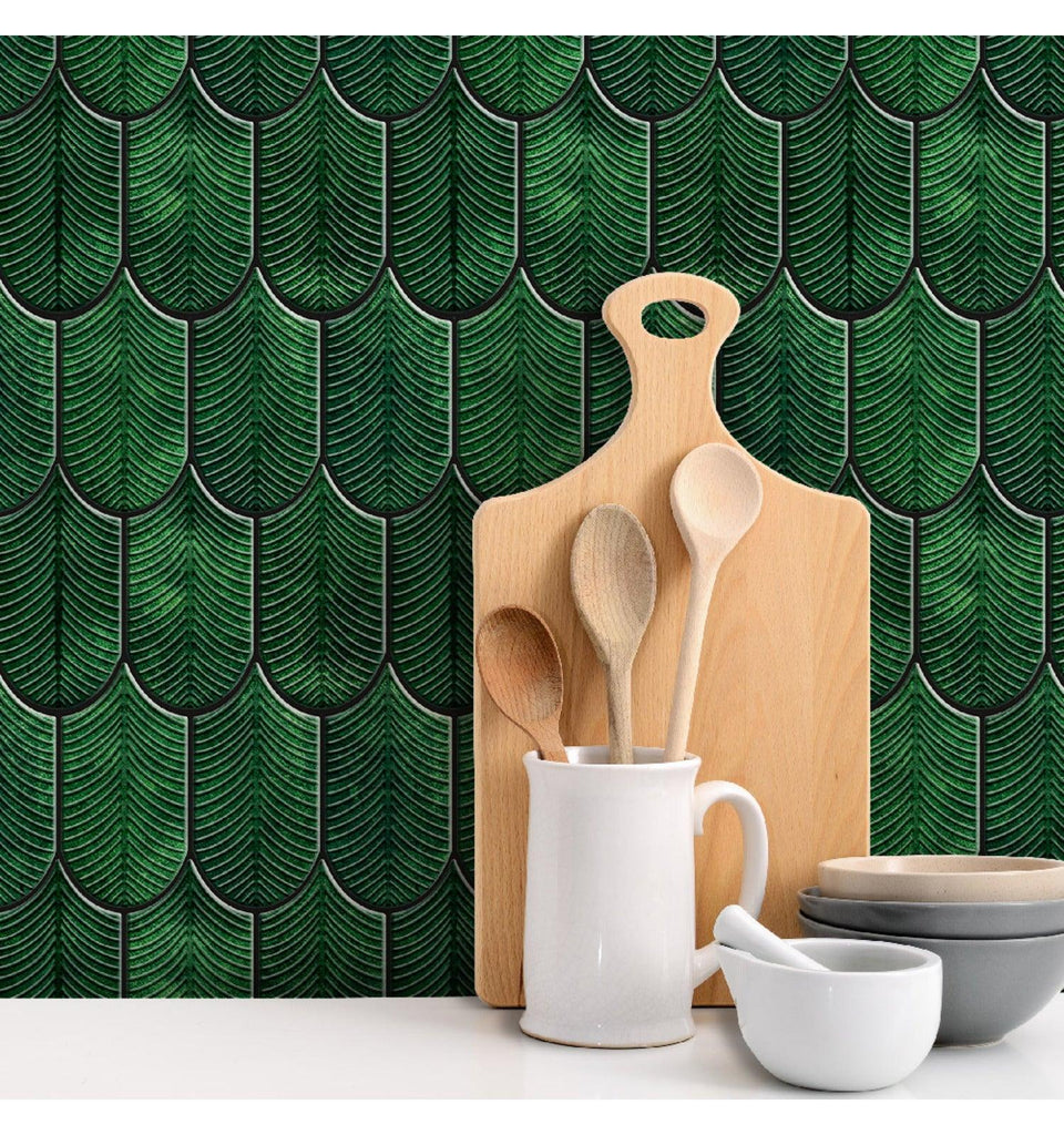 Emerald Green Peel And Stick Wall Tile | Kitchen Backsplash Self Adhes ...