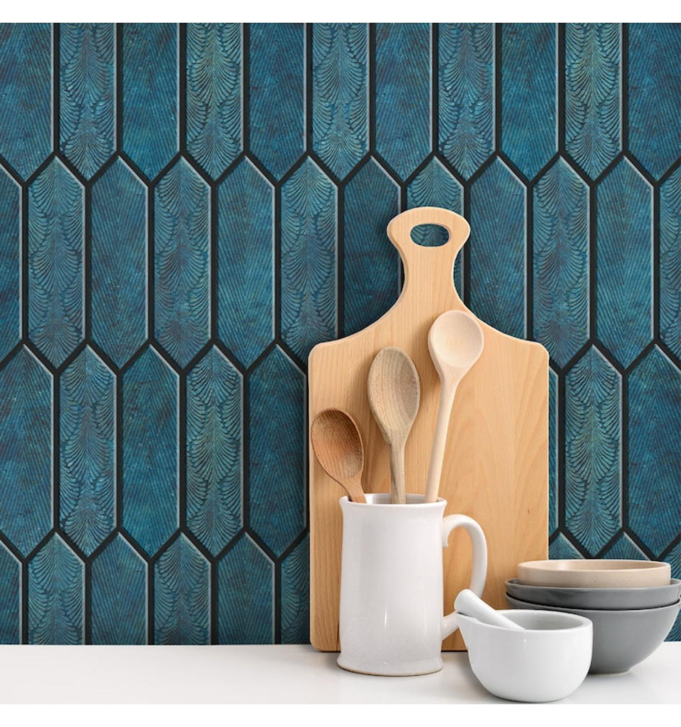 Crayon Blue Long Hexagon Peel And Stick | Self-Adhesive Tiles – Mosaicowall